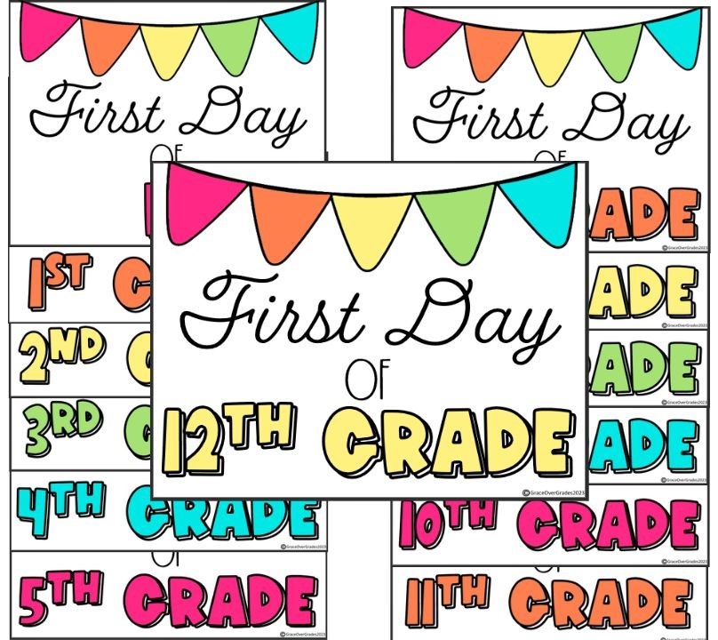 Free First Day of School Printable Posters - GraceOverGrades.com